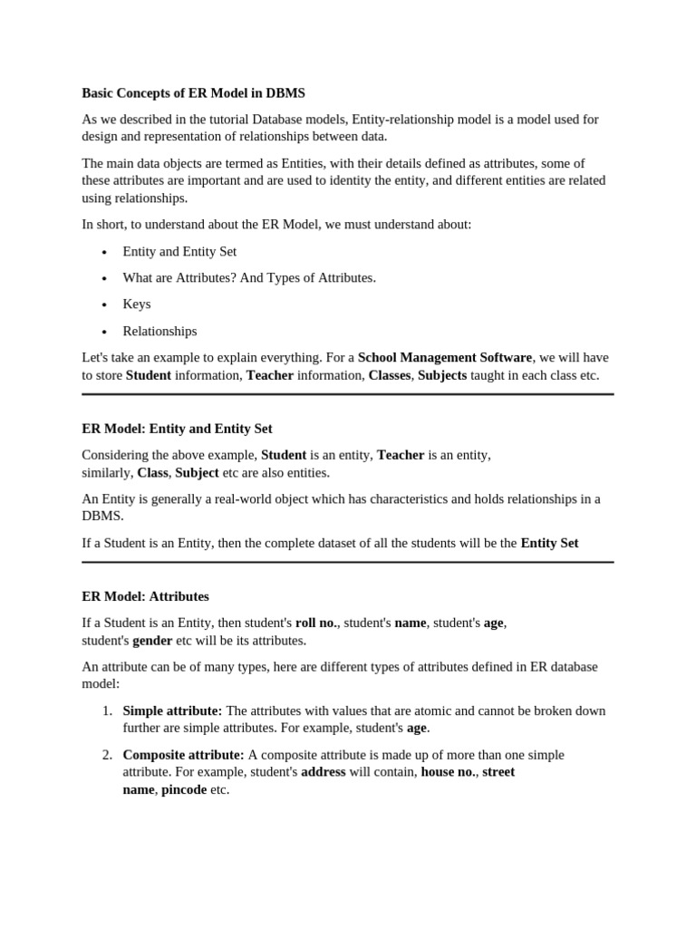 Lec - 4-Basic Concepts of ER Model in DBMS | PDF | Databases | Data Management