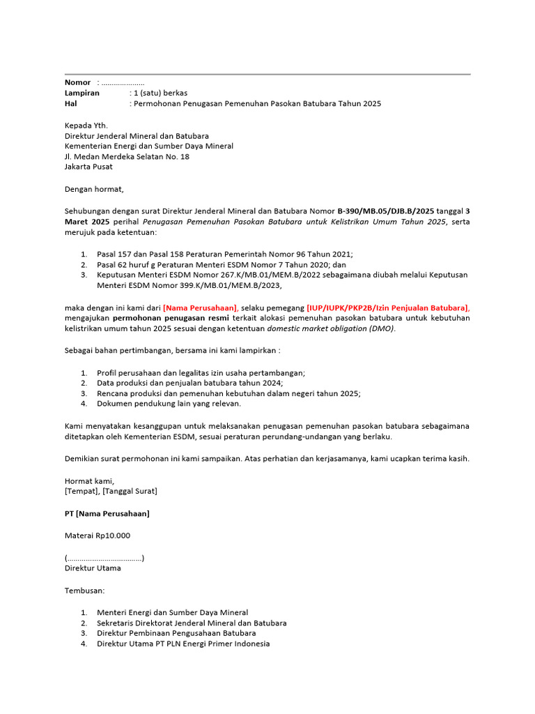 permohonan penugasan ESDM | PDF