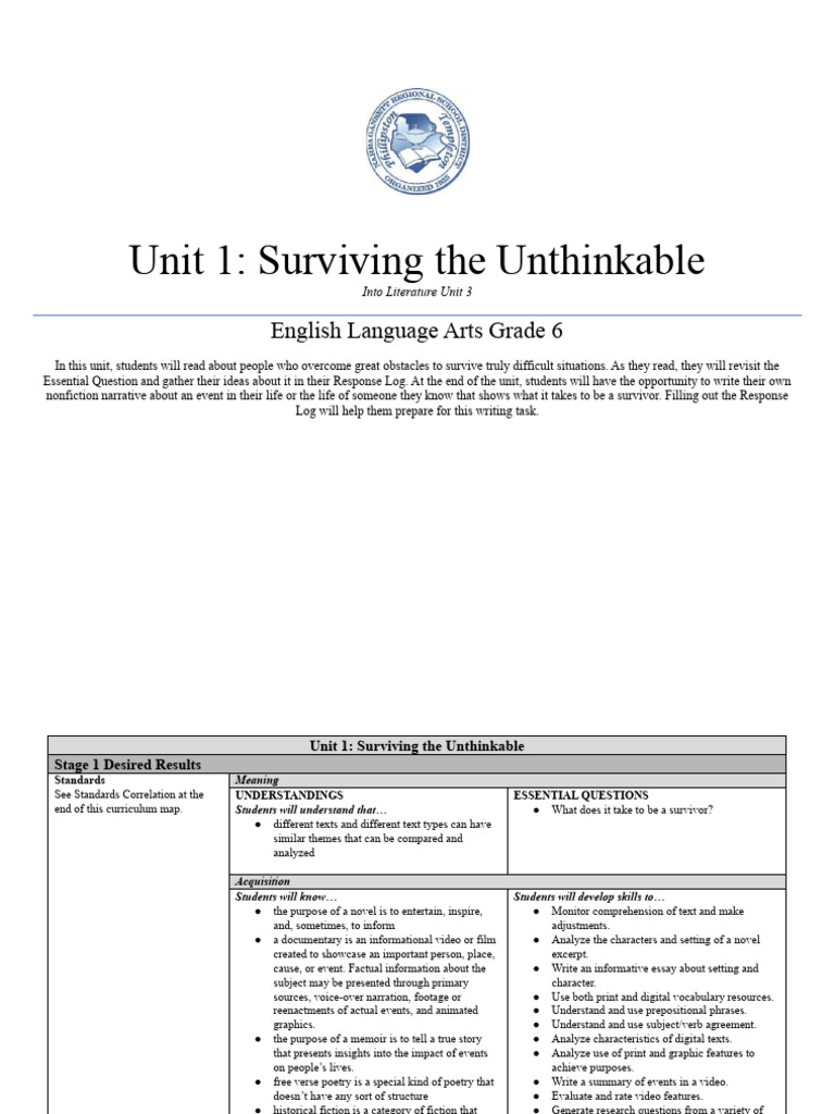 Website Grade 6 ELA Curriculum Map | PDF | English Studies | Word