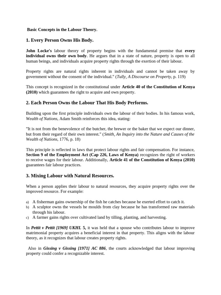 Basic Concepts in The Labour Theory 3 | PDF | Property | The Wealth Of ...