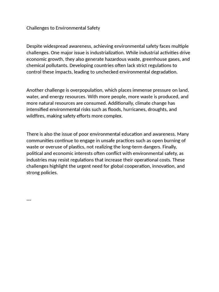 Barriers to Environmental Safety | PDF