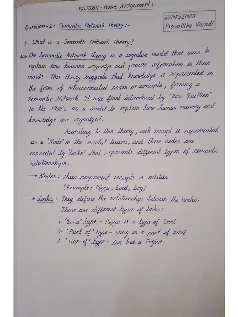 Q2 Semantic Network Theory Pravallika | PDF