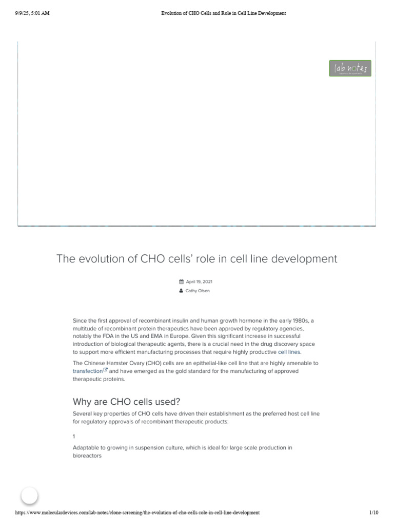 The Evolution of CHO Cells’ Role in Cell Line Development | PDF ...