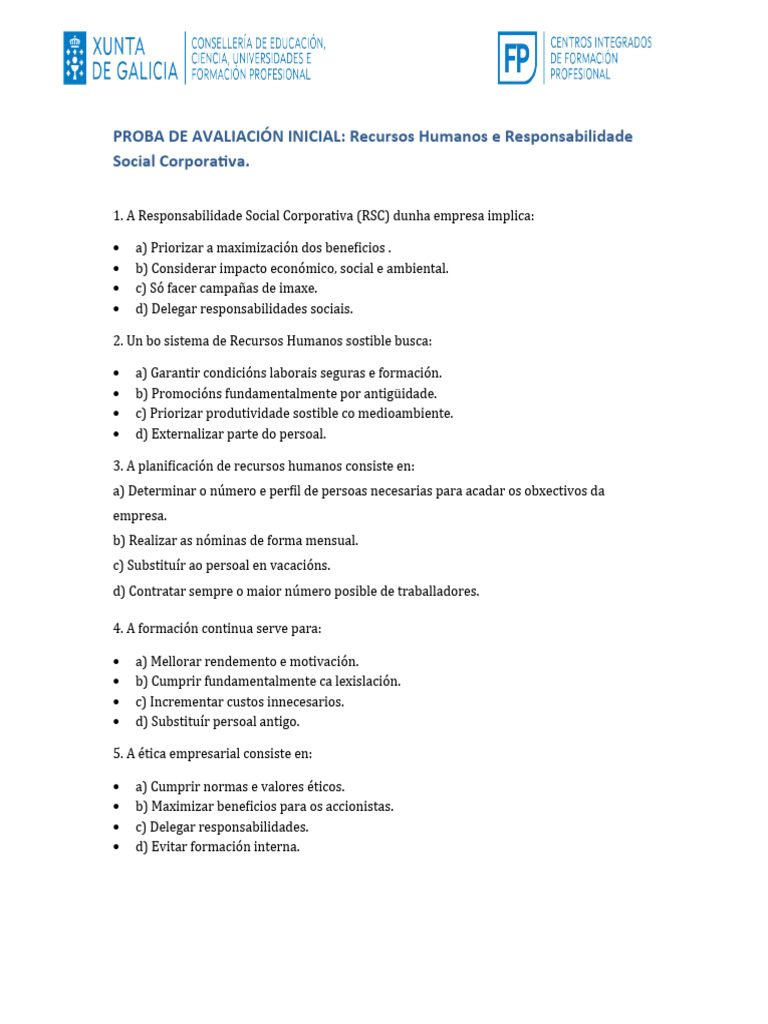 Test RH RSC Ciclo Superior | PDF