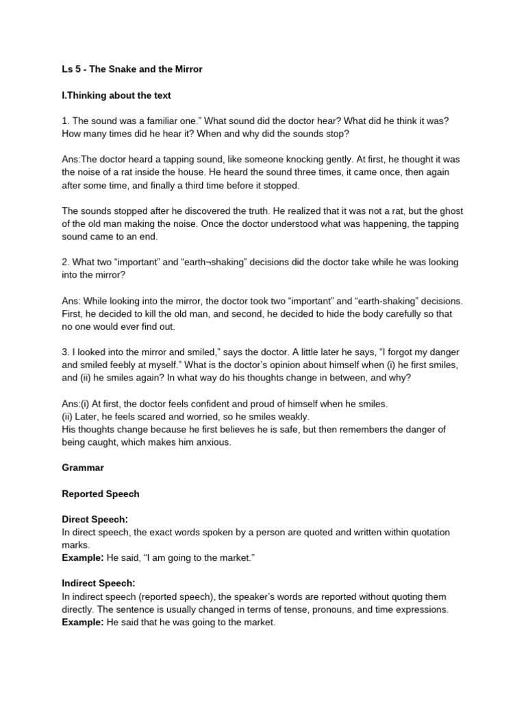 Answer Key for "The Snake and the Mirror" | PDF | Linguistic Morphology ...