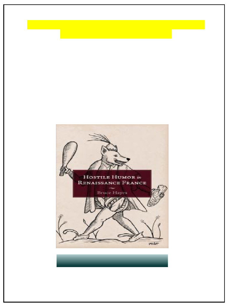 Hostile Humor in Renaissance France 1st Edition Bruce Hayes Ready To ...