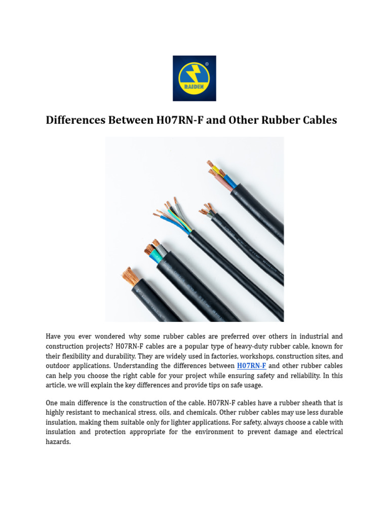 H07RN-F vs Other Rubber Cables | PDF | Insulator (Electricity) | Safety