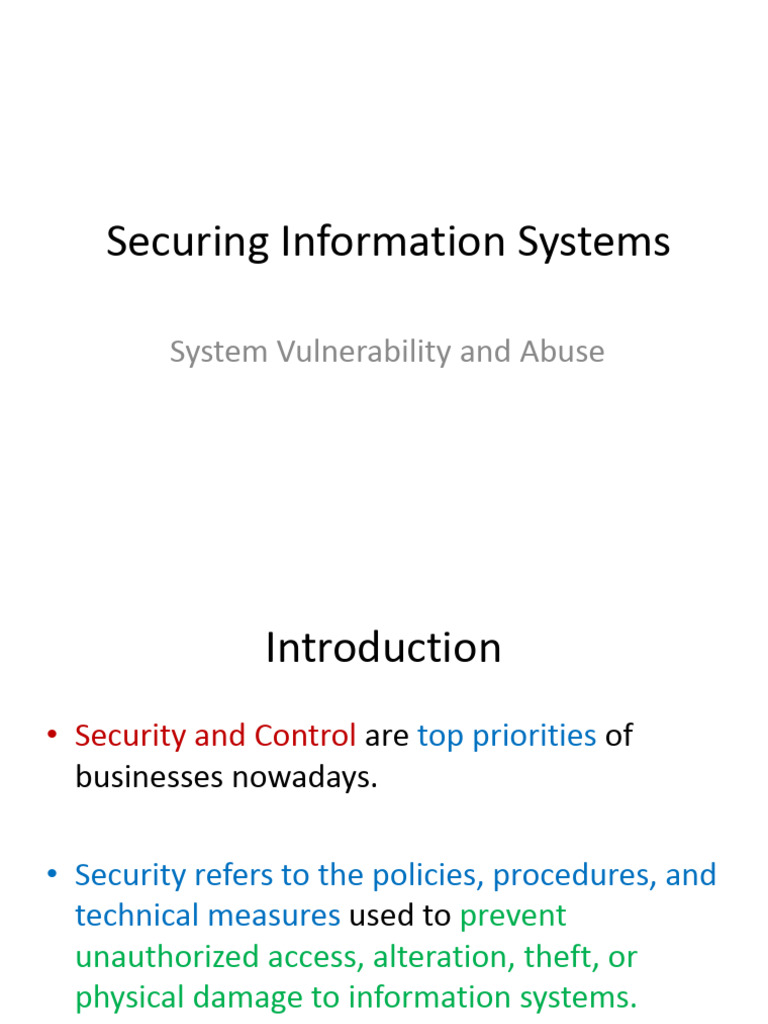 Securing Information Systems | PDF | Computer Network | Security