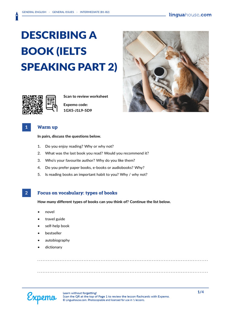 Describing A Book Ielts Speaking Part 2 British English Teacher | PDF