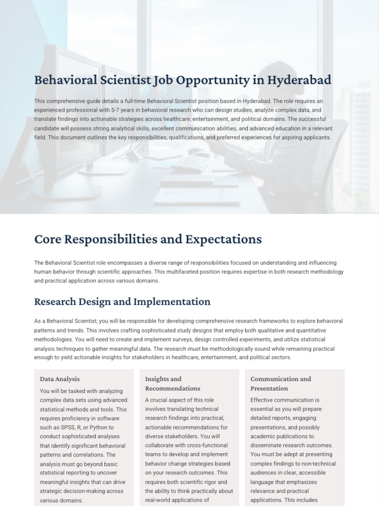 Behavioral Scientist Role in Hyderabad | PDF | Methodology | Data
