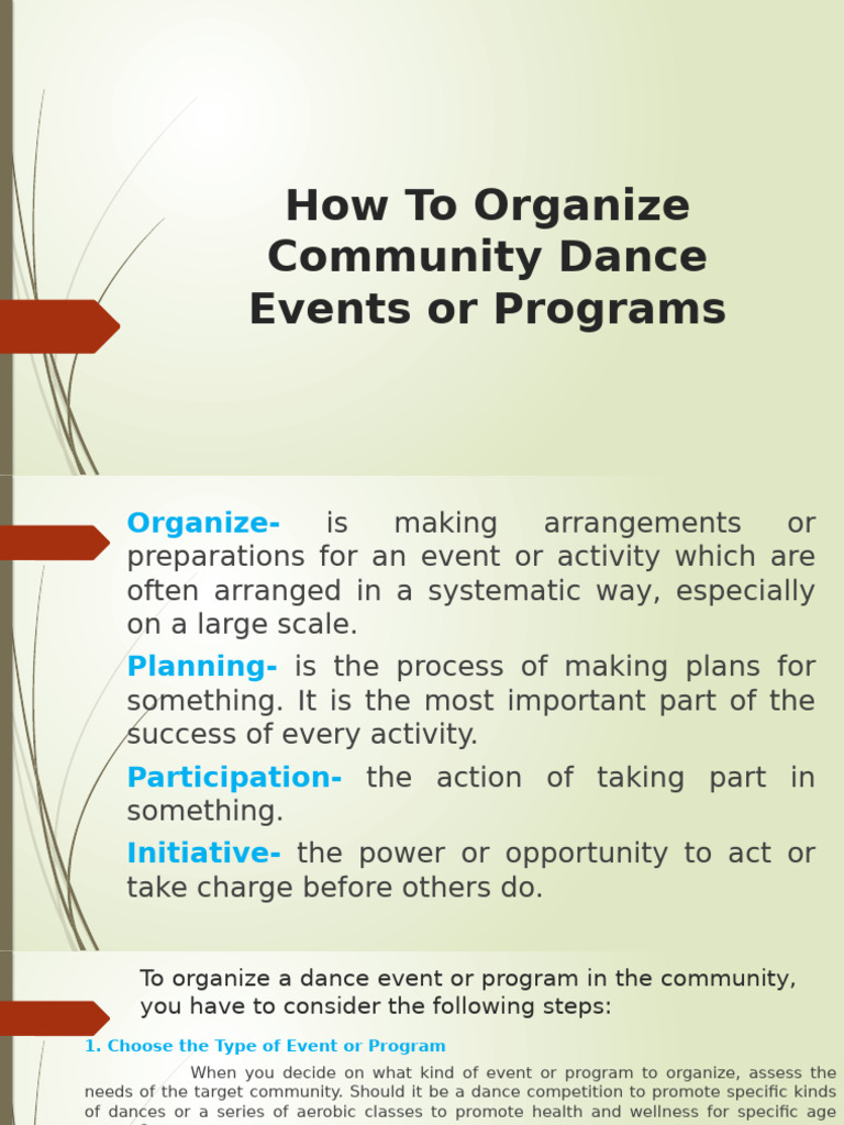 Organizing Community Dance Events Guide | PDF