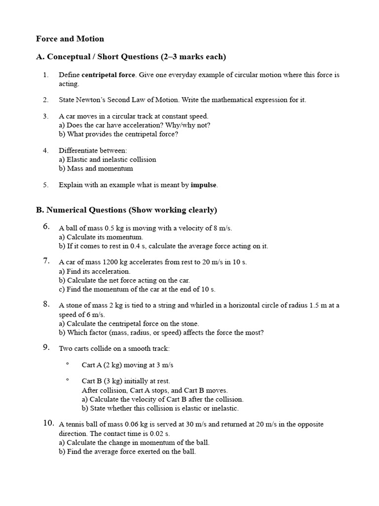 Force and Motion: Concepts and Calculations | PDF