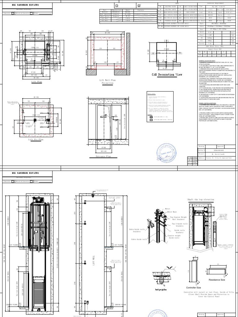 1047 R1 Mr. Harish Gandhi Passenger Lift Drawing | PDF | Elevator | Building Engineering