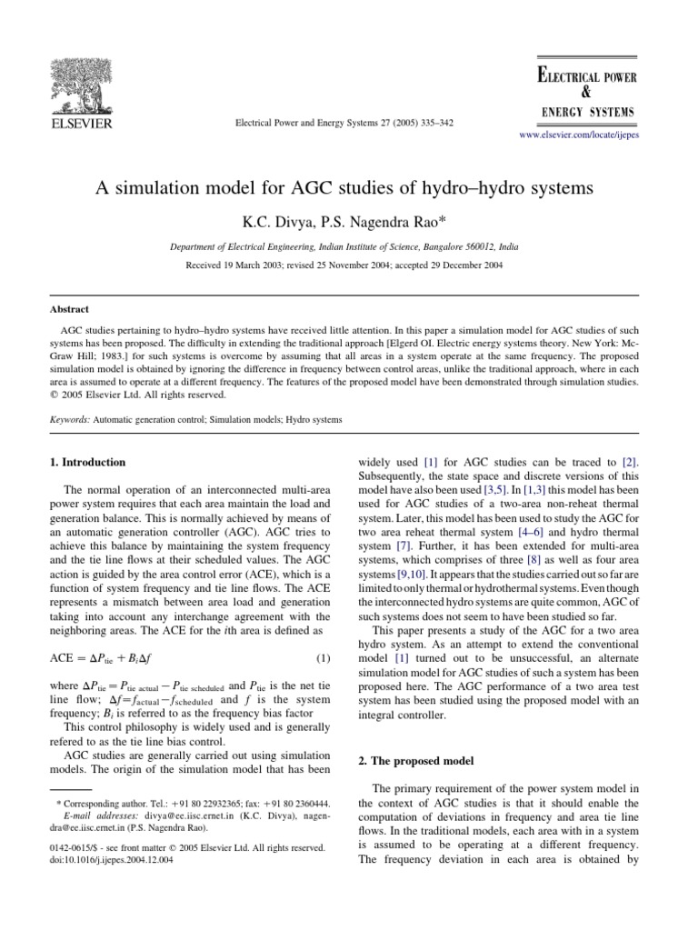 Hydro Systems AGC Simulation Model | PDF | Hydropower | Simulation