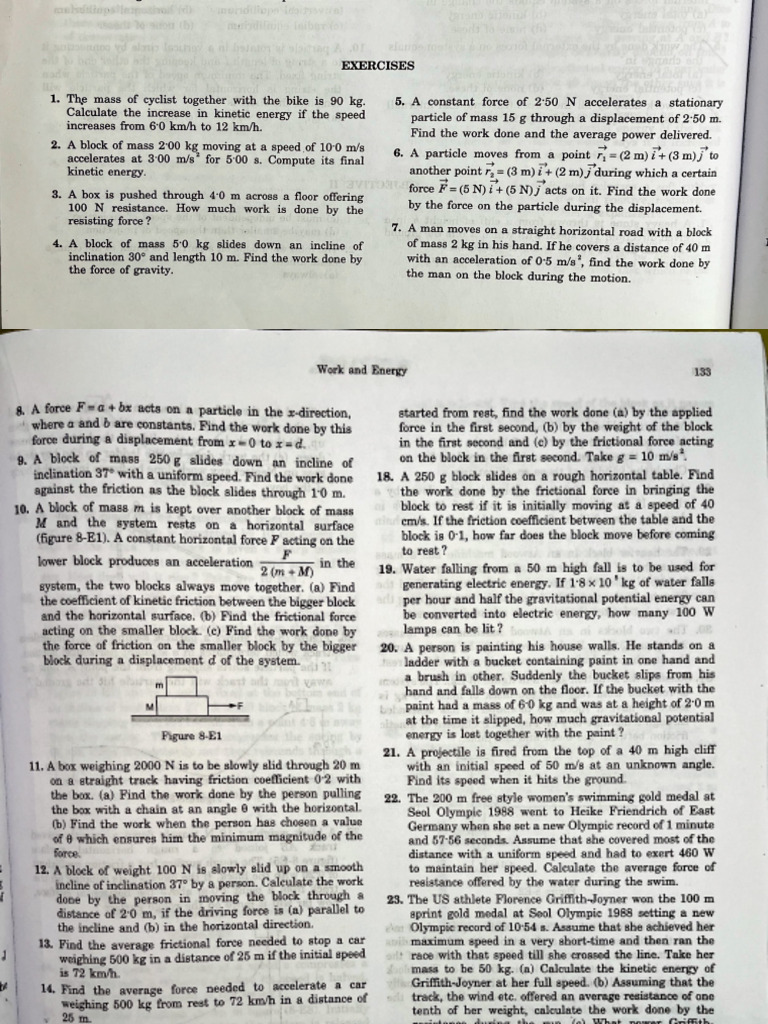 Work and Energy Calculations in Physics | PDF | Force | Friction