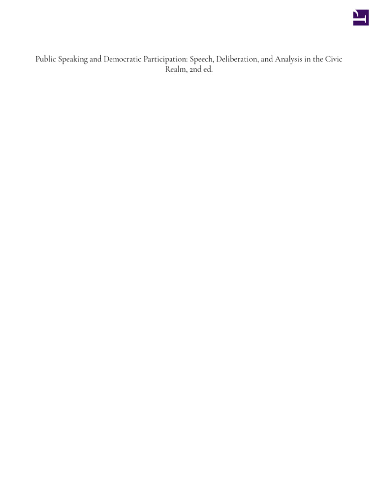 Public Speaking and Democratic Participation Speech Deliberation and ...
