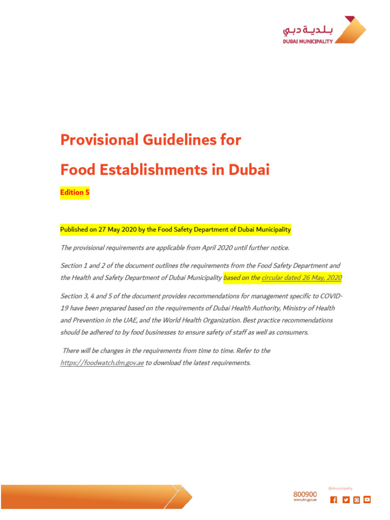 Dubai Food Safety Guidelines 2020 | PDF | Hand Washing | Hygiene