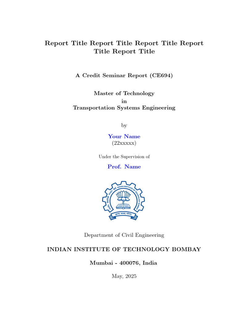 IIT Bombay Unofficial LaTeX Credit Seminar Report Template | PDF ...