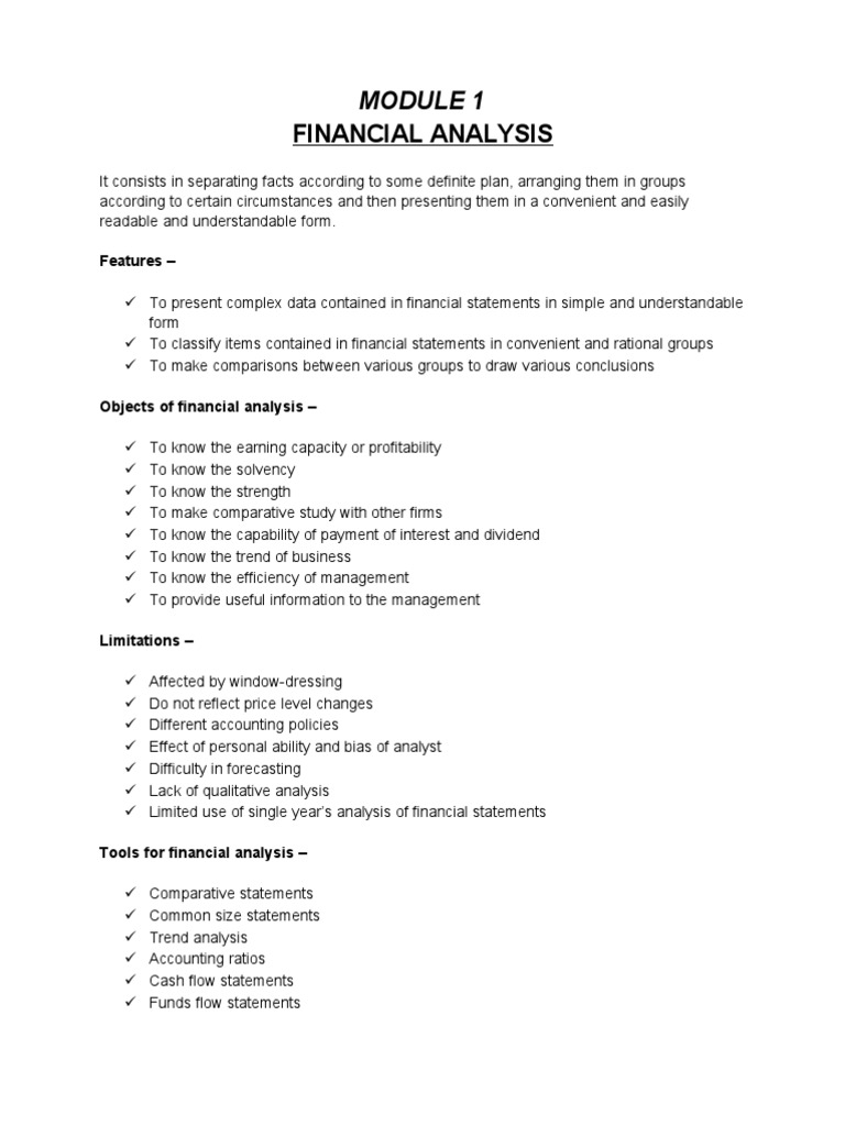 Module 1 - Financial Analysis | PDF | Revenue | Equity (Finance)
