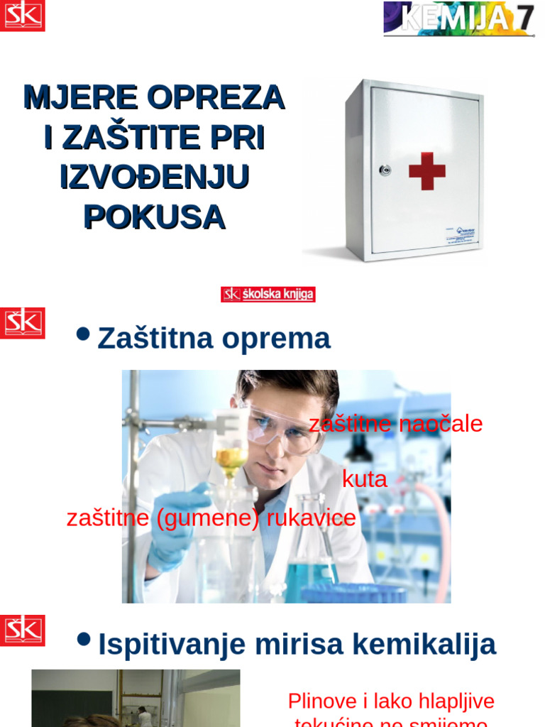 Što Je Kemija#6. I 7. Mjere Opreza I Zaštite Pri Izvođenju Pokusa | PDF