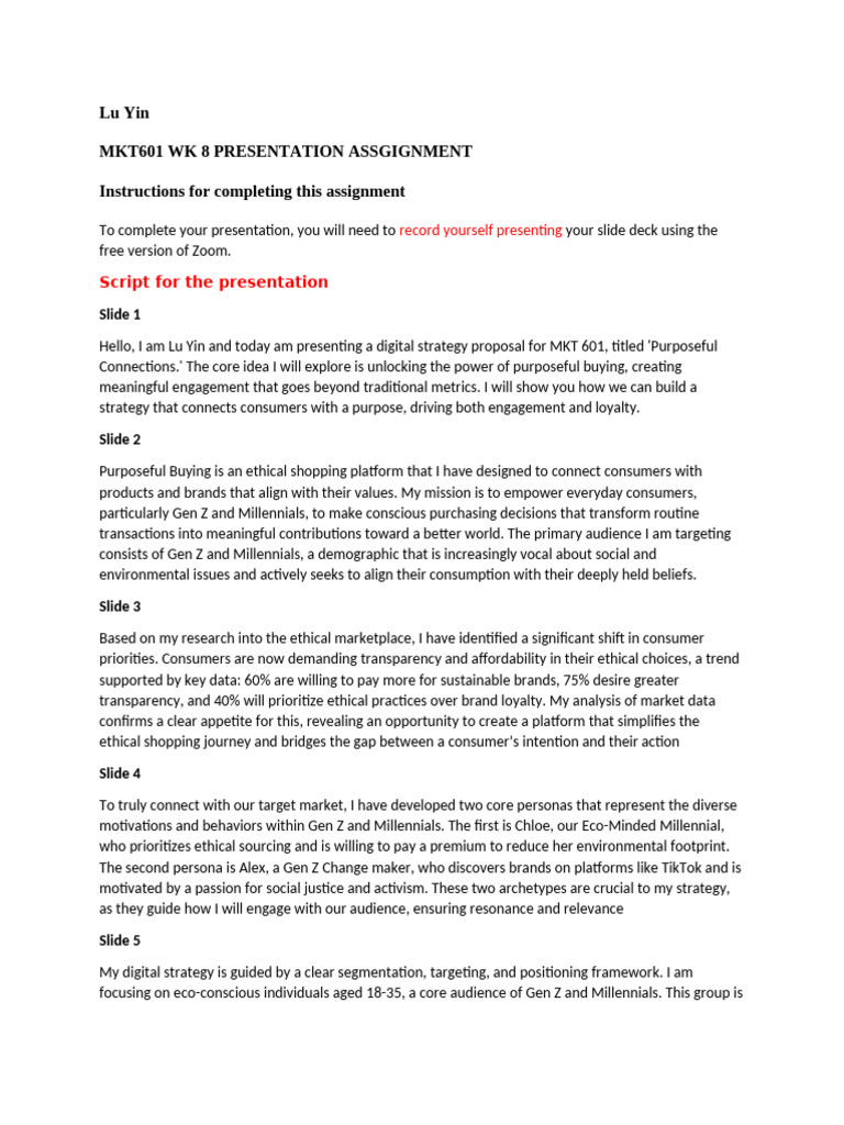Lu Yin WK 8 Presentation Script | PDF | Brand | Marketing