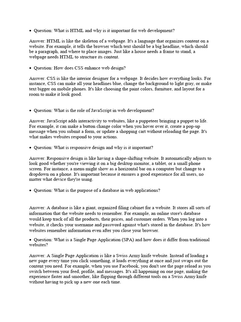 15 Full Stack Web Development Question and Answer | PDF | Websites ...