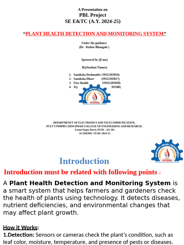 Plant Health Detection and Monitoring System | PDF | Sensor | Humidity