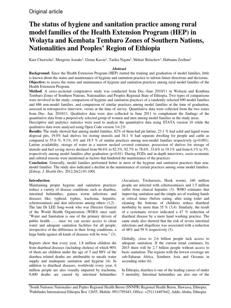 Hygiene Practices in Rural Ethiopia | PDF | Quantitative Research ...