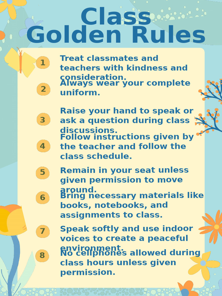 Classroom Etiquette and Rules Guide | PDF