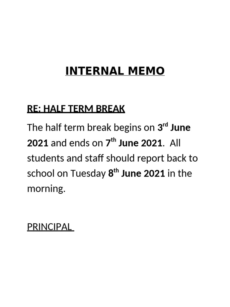 Half Term Break Dates 2021 | PDF
