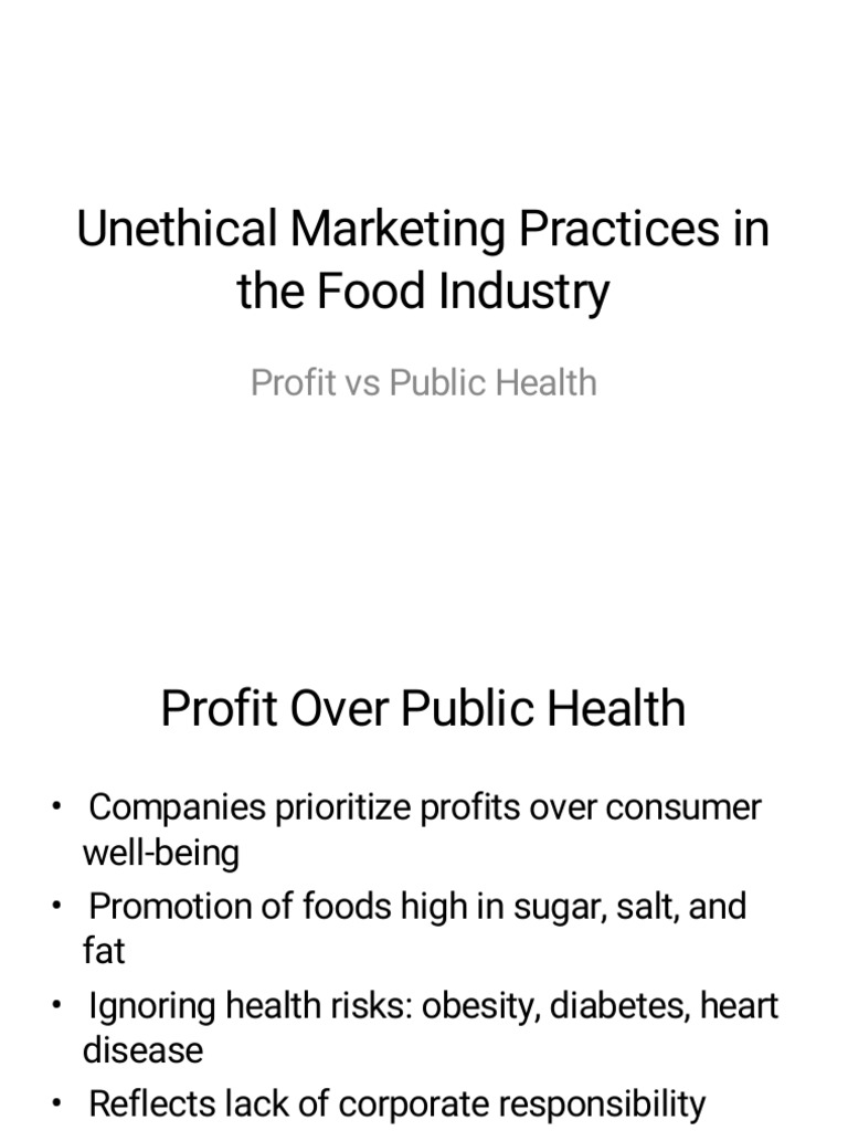 Unethical Food Marketing | PDF