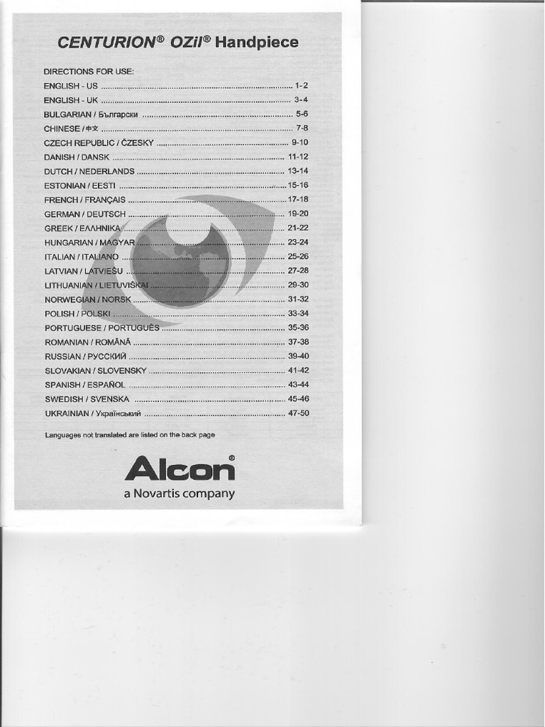 Alcon Centurion Ozil Phaco Handpiece Cleaning Instructions ...