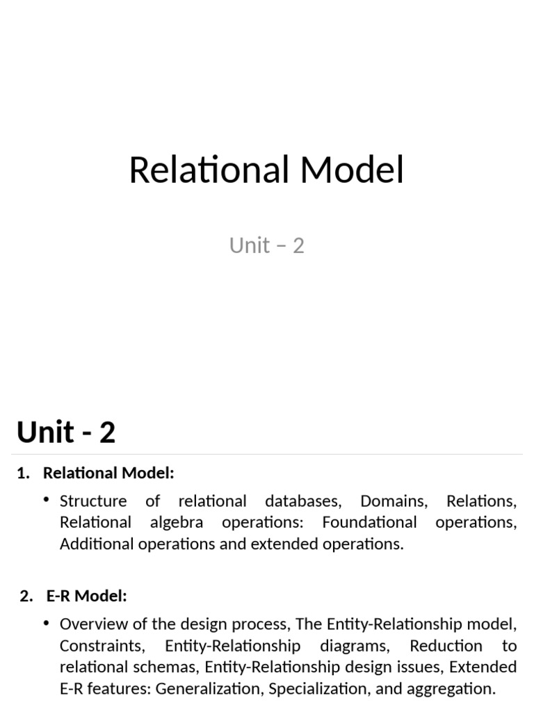 Unit 2 Relnational Database | PDF | Relational Model | Relational Database