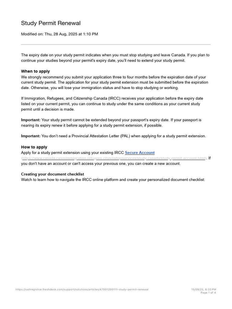 Study Permit Renewal - Southern Alberta Institute of Technology | PDF ...