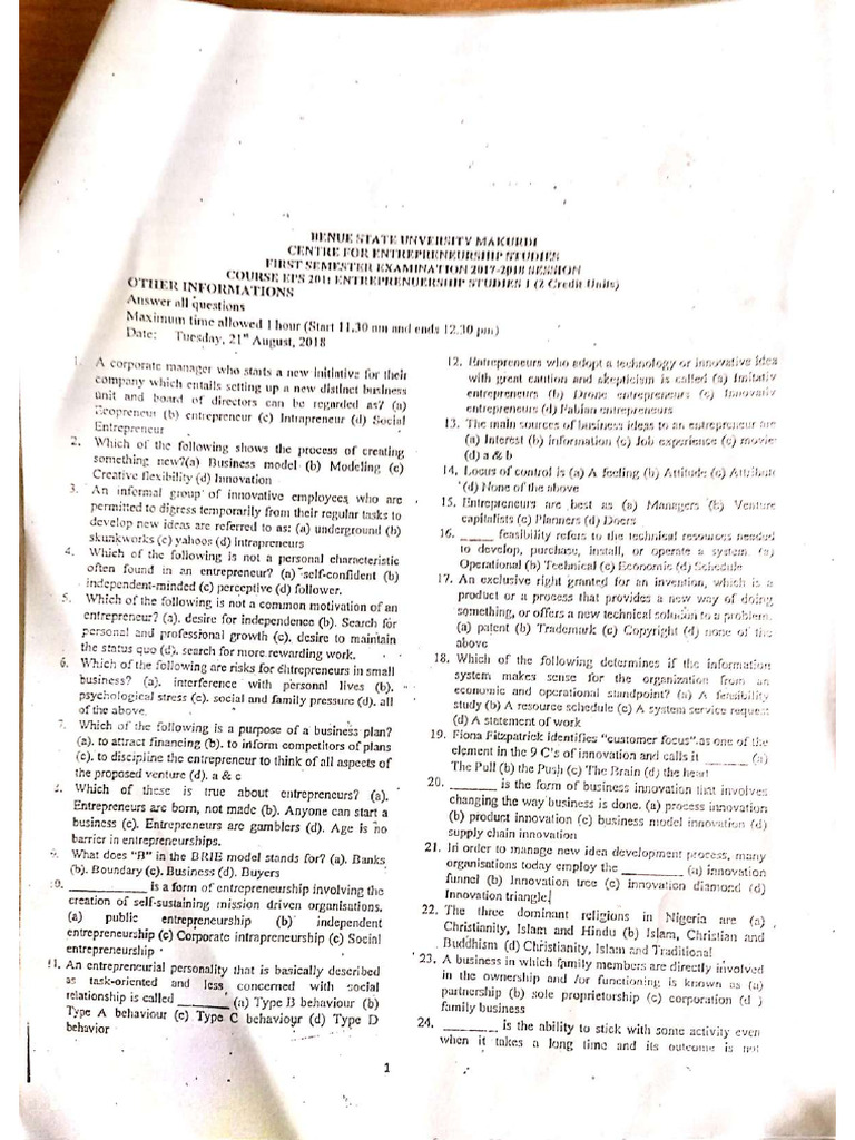 EPS Past Questions | PDF