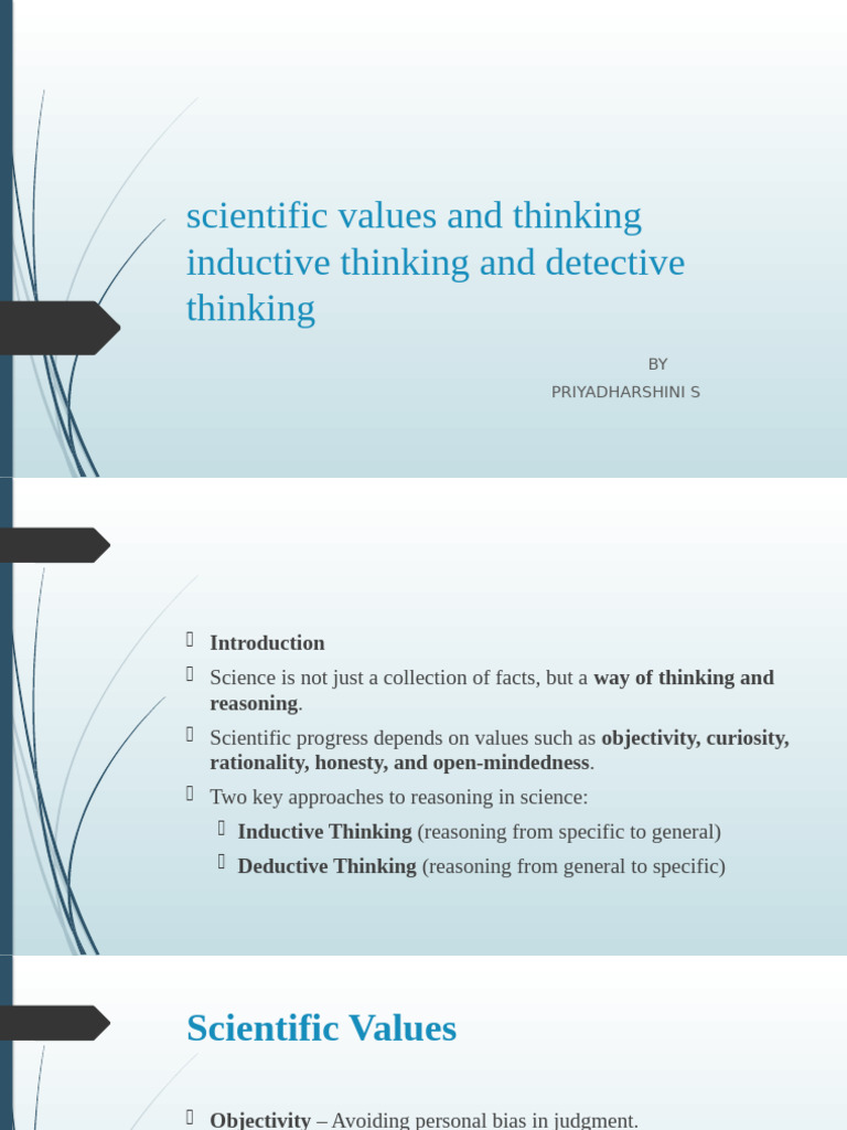 Scientific Values and Thinking Inductive Thinking and Detective | PDF ...