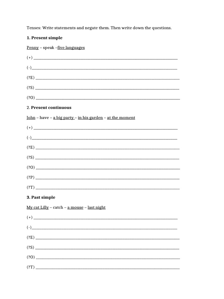 English Tenses: Statements and Questions | PDF | Grammar | Semantics
