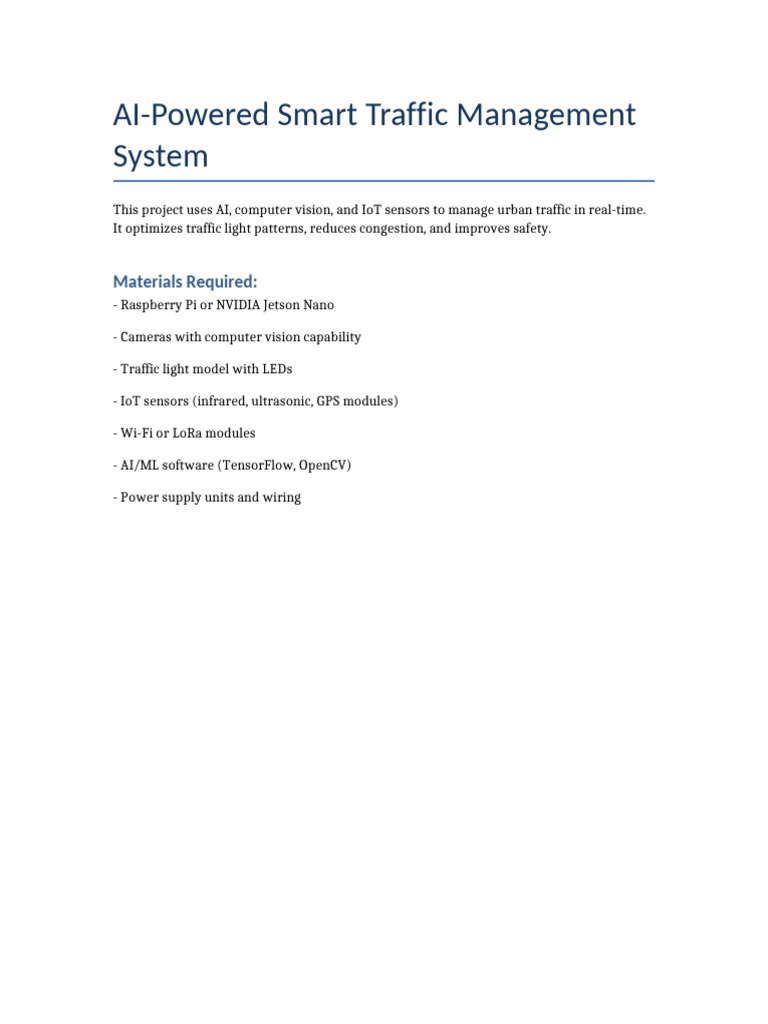 AI Smart Traffic Management System | PDF
