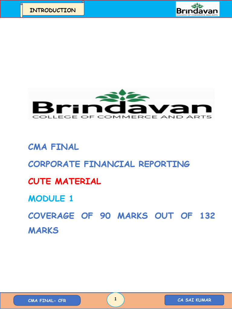 CMA Final: Corporate Financial Reporting Guide | PDF | Fair Value ...