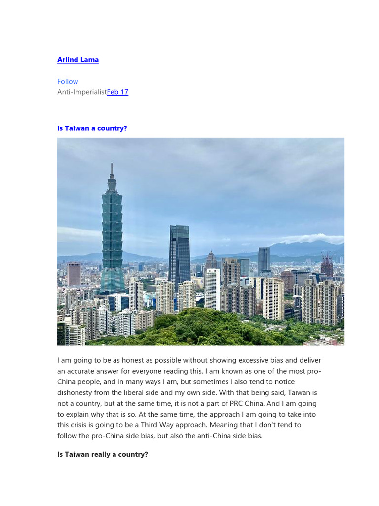 Is Taiwan A Country | PDF | Taiwan | Mainland China