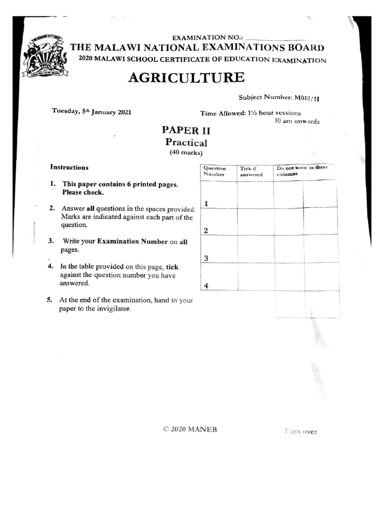 2020 Agriculture Paper II | PDF