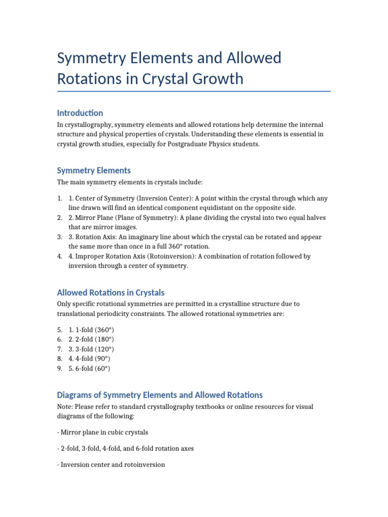Symmetry Elements in Crystal Growth | PDF