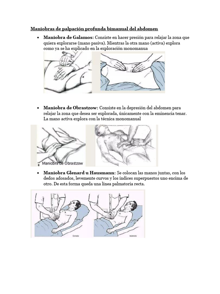 Maniobras de Palpación Abdominal Bimanual | PDF | Abdomen ...
