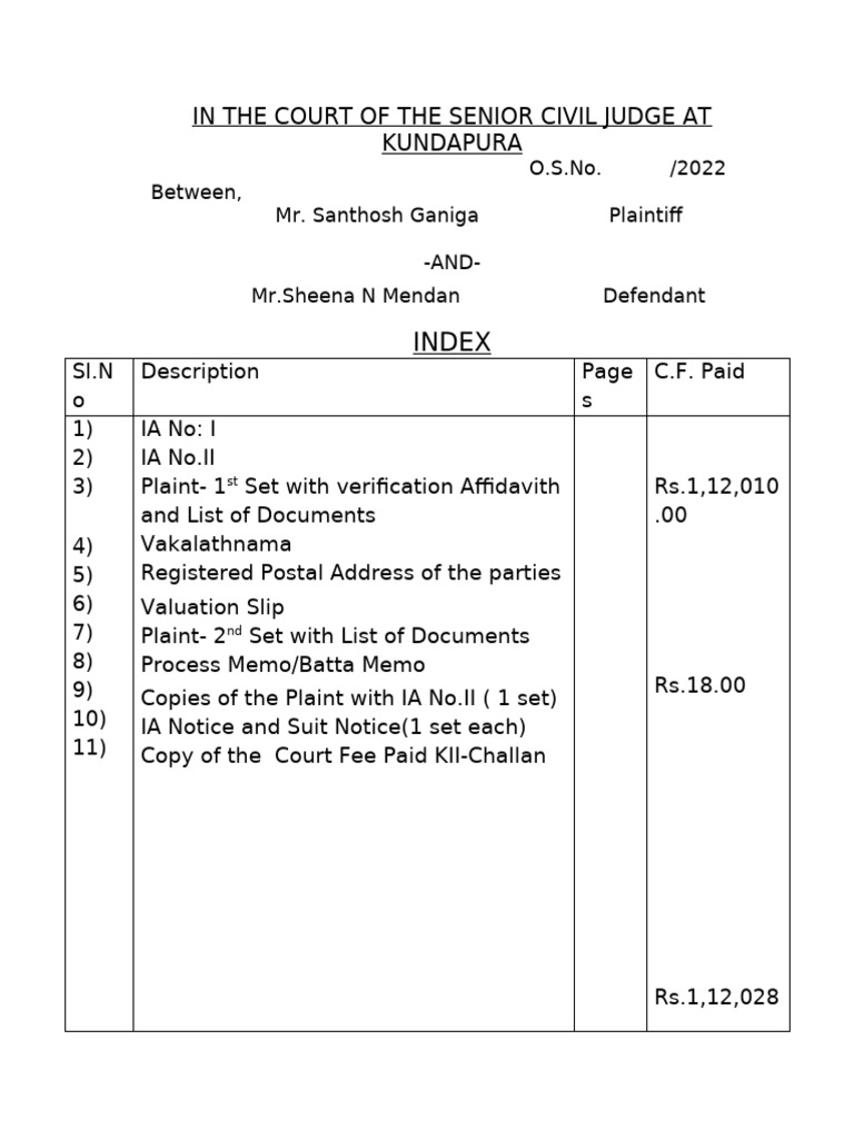 In The Court of The Senior Civil Judge at Kundapur2 | PDF