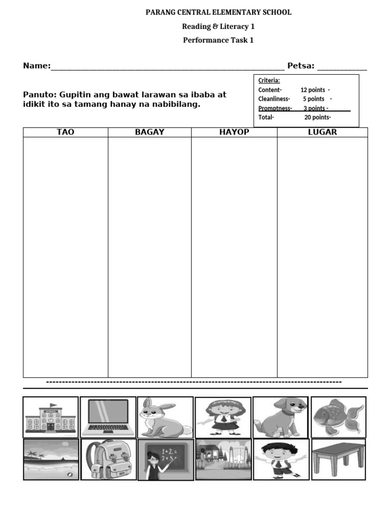 q1 Matatag Performance Task 1 Reading and Literacy | PDF