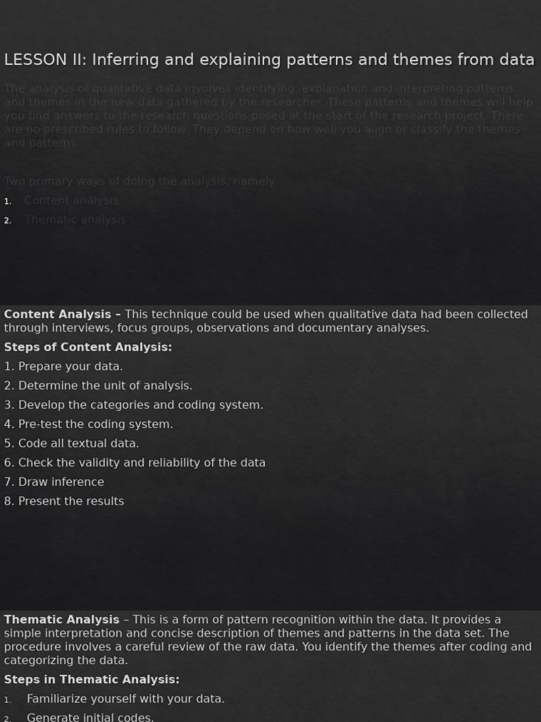 Inferring and Explaining Patterns and Themes From Data | PDF | Data ...