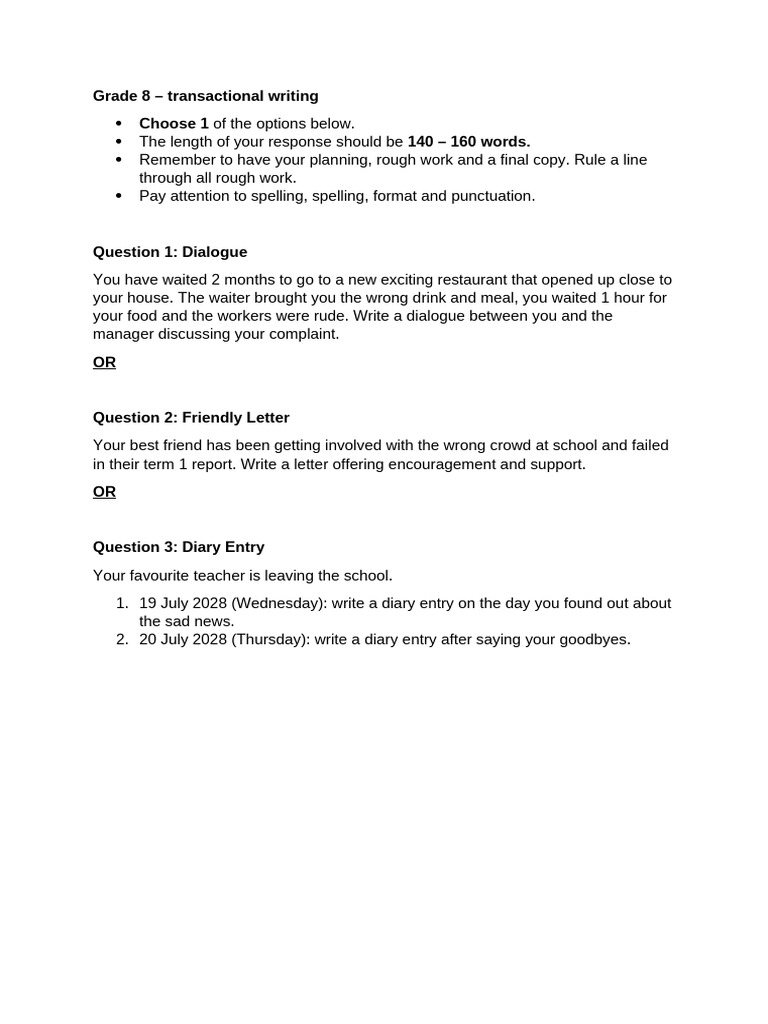 Grade 8 Transactional | PDF