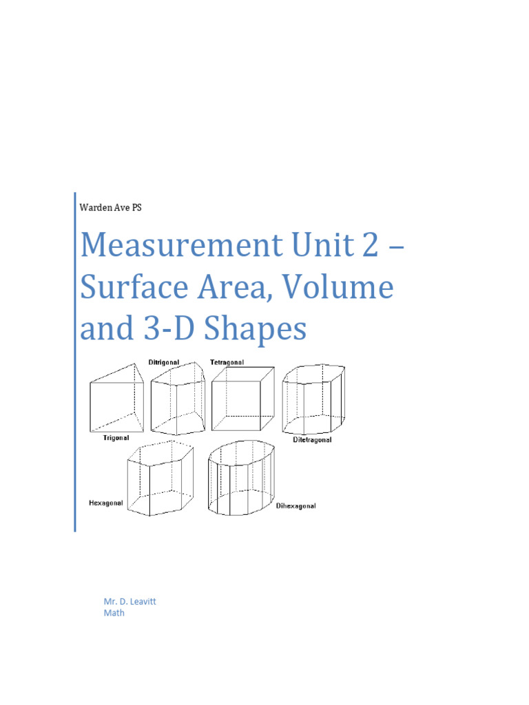 Student Workbook - Surface Area Volume and 3d Shapes | PDF | Area | Volume