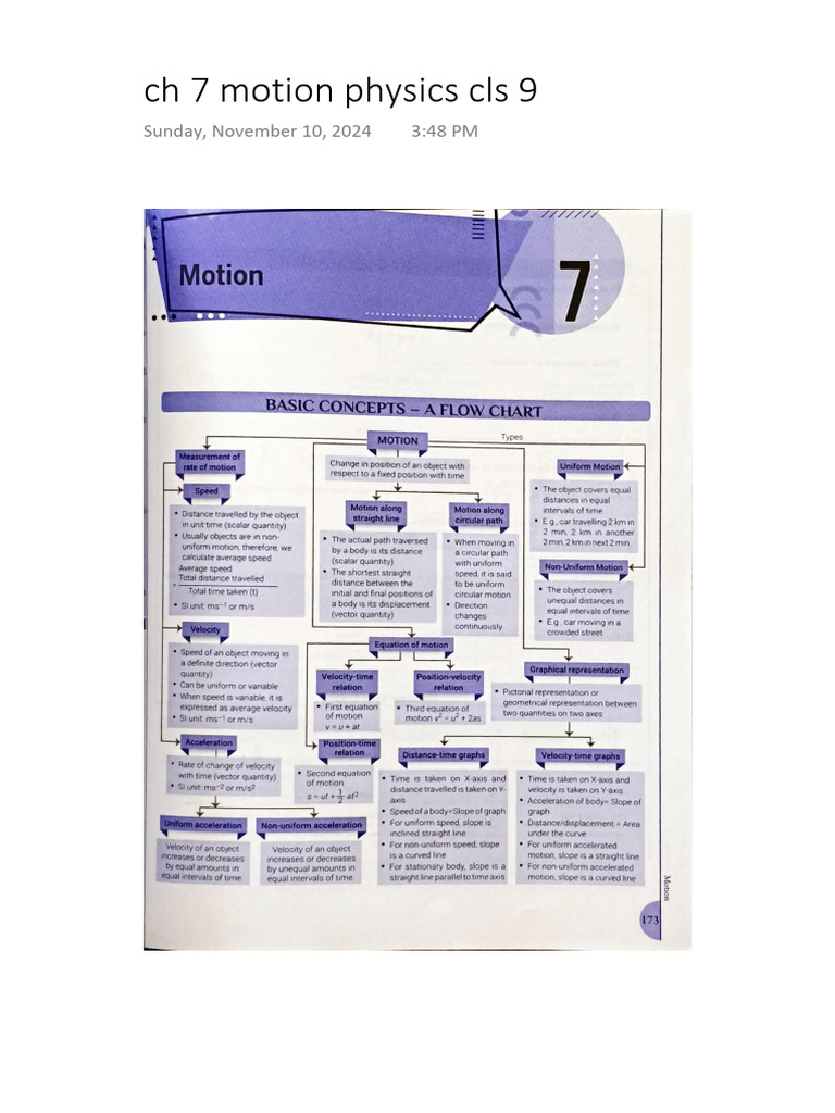 Chapter 7 Motion Cls 9 Physics Xam Idea | PDF
