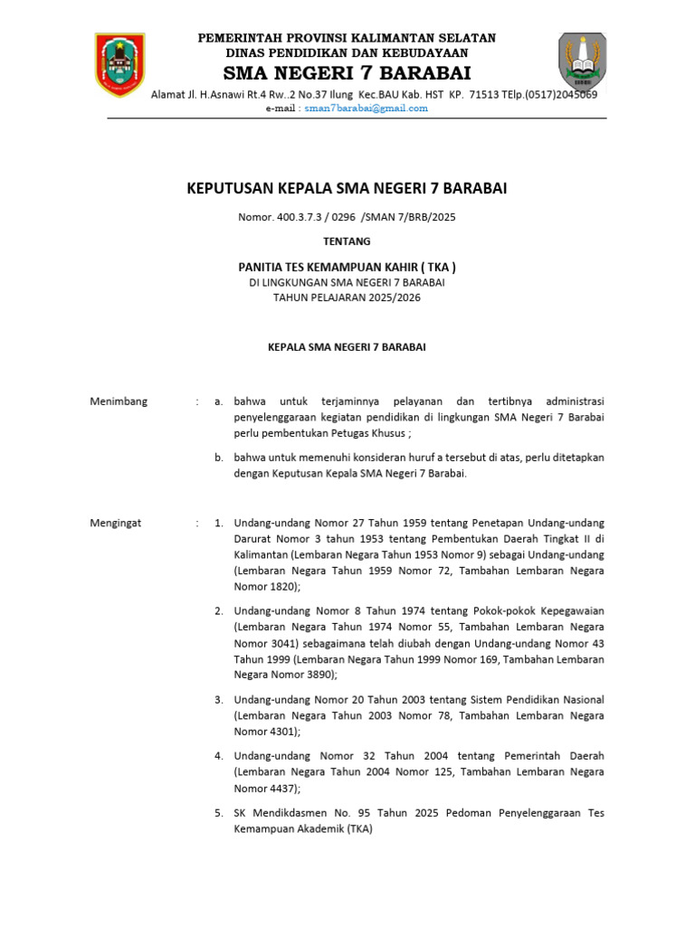 SK Panitia Tka 2025 - Sign | PDF